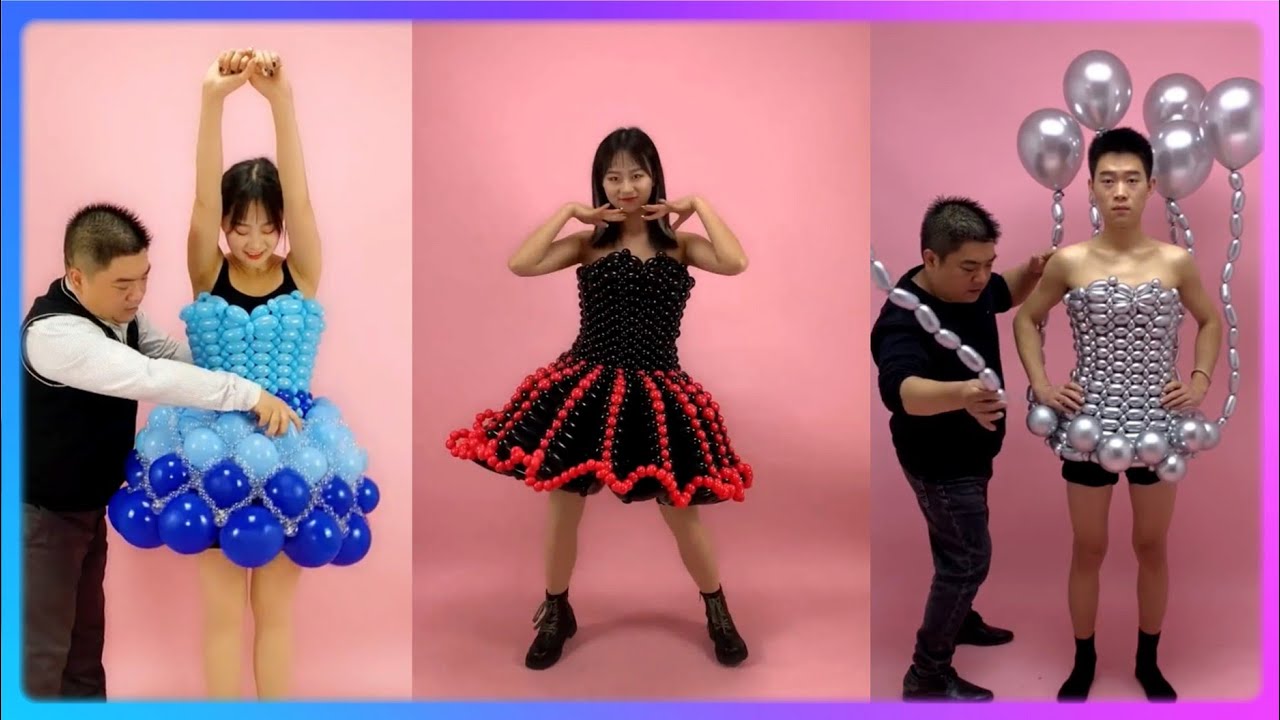 How to make fancy dress with balloons || Crazy dresses made with ...