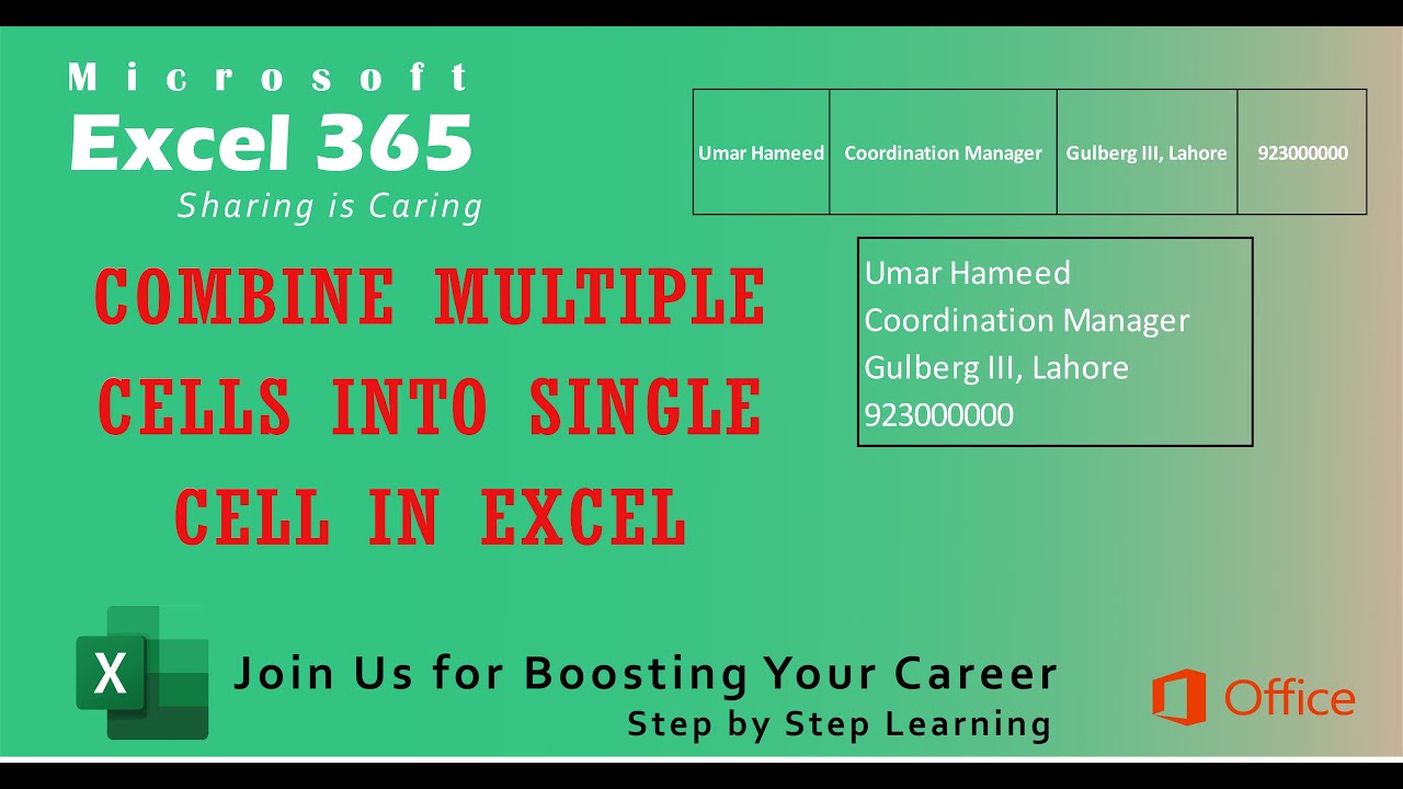 How To Combine Multiple Cells In Single Cell E Education With Umar How To Combine Multiple Cells In Single Cell E Education With Umar