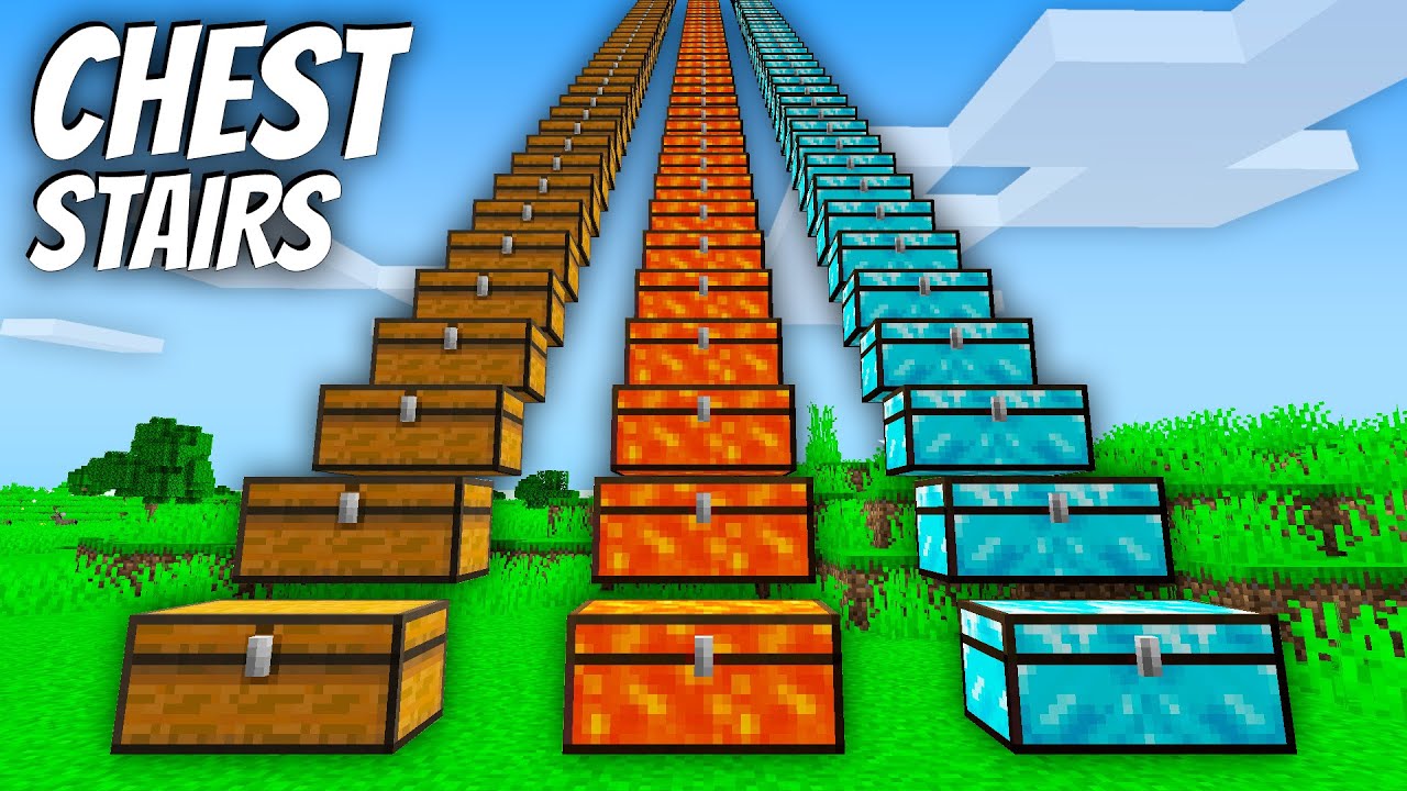 I found a LONGEST CHEST STAIRS in Minecraft ! LAVA CHEST vs DIAMOND ...