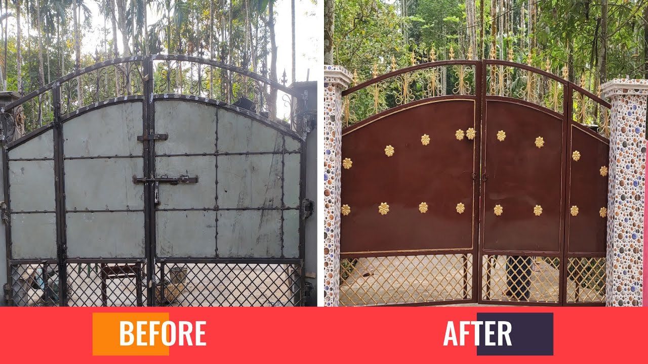 How to Color Cast Iron Gate with Coffee and Glittering Gold Color with ...