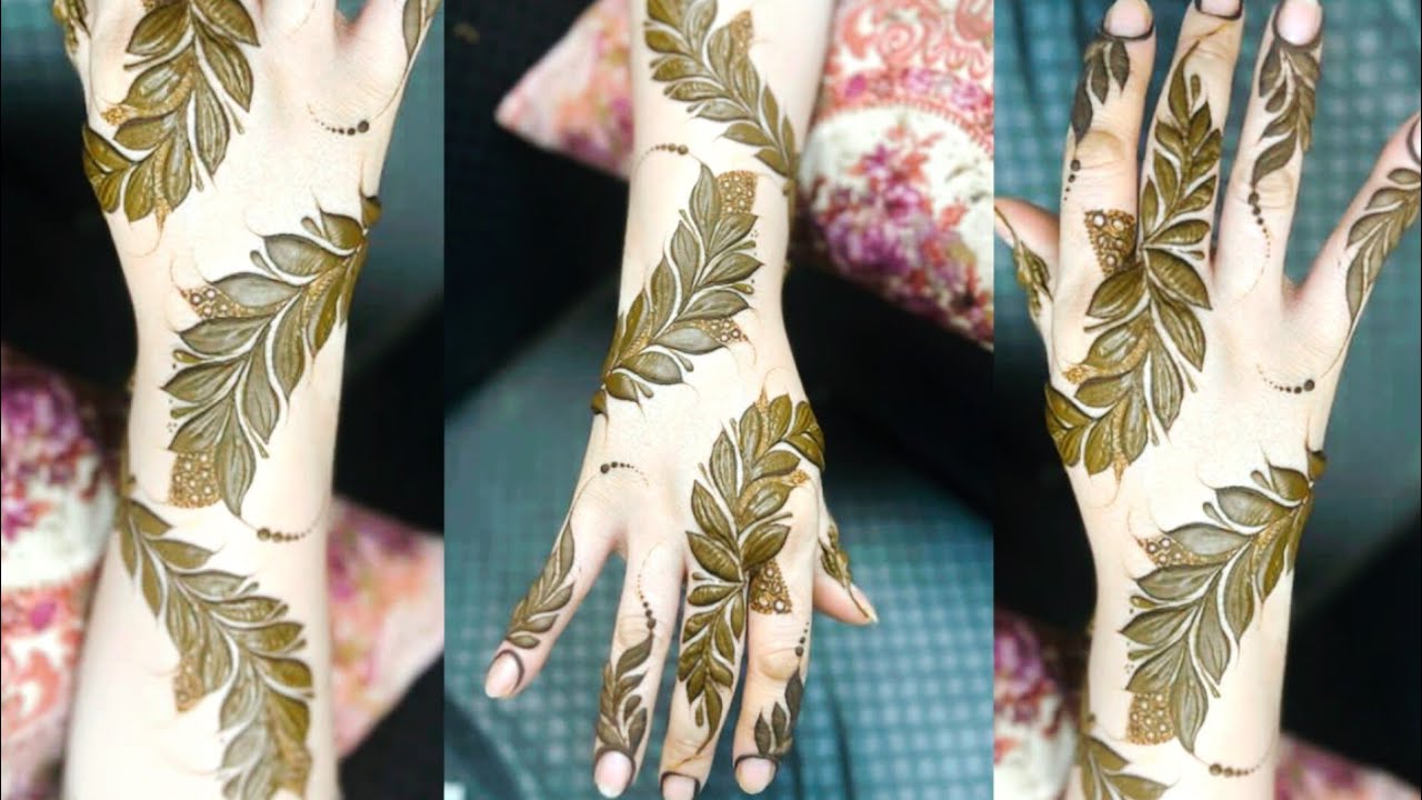 Easy Bold Leaves Mehndi Design|Simple & Stylish Back Hand Mehndi Design ...