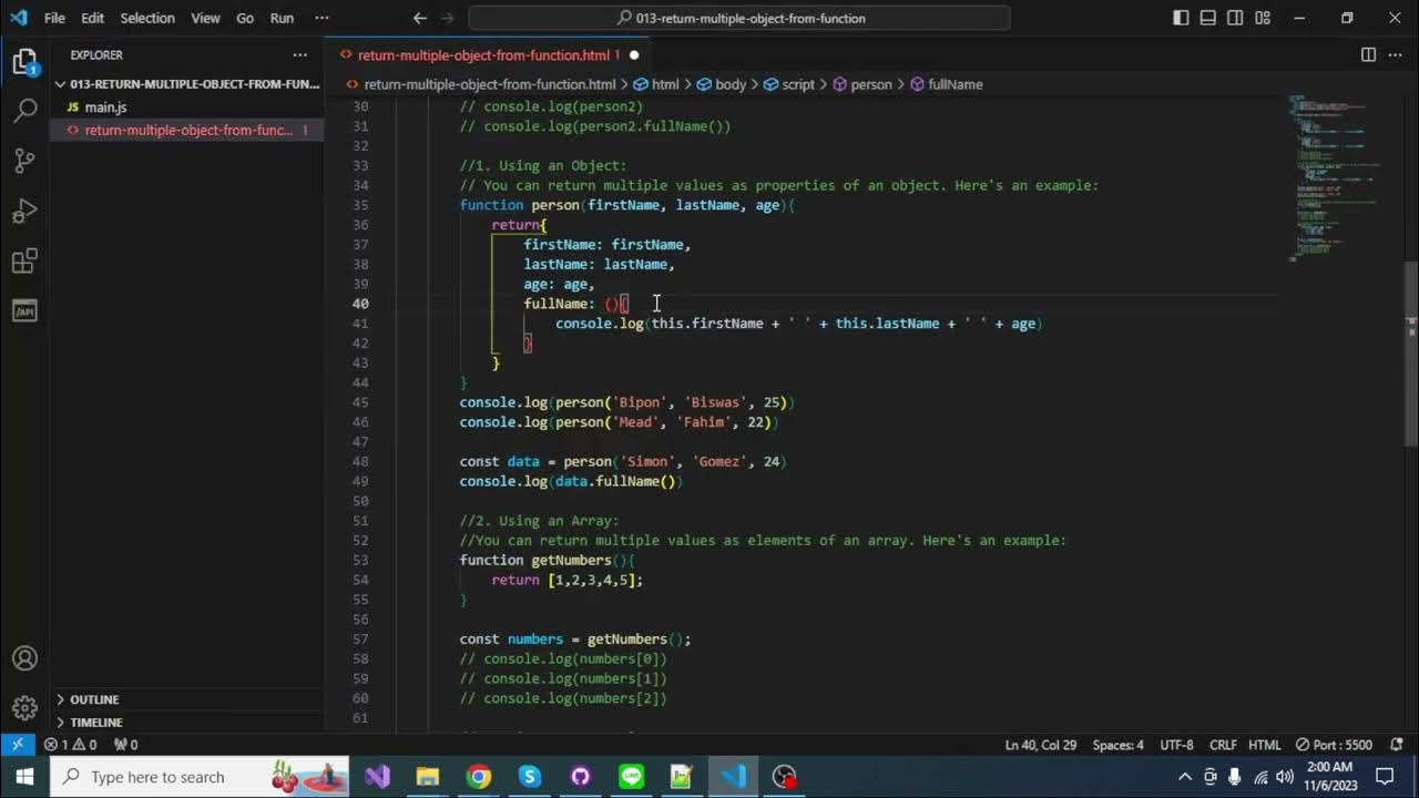 Return multiple object from a function | JavaScript-prep-101 - YouTube