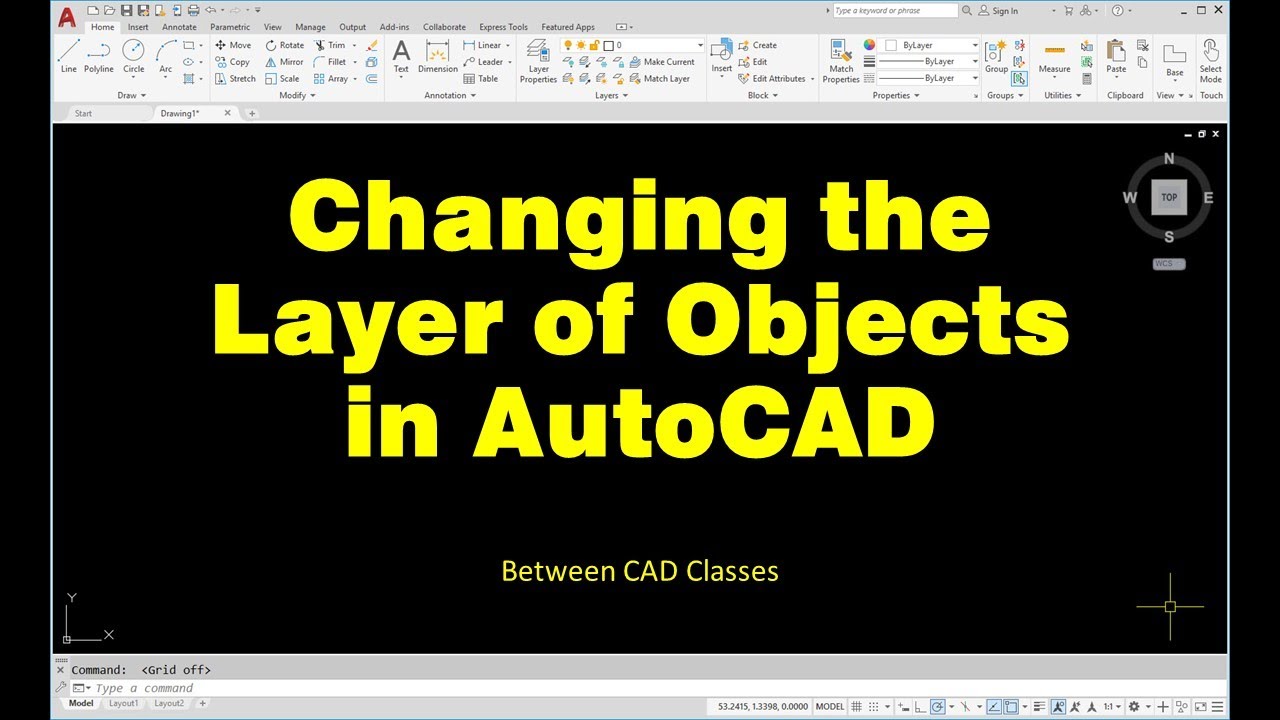 Changing the Layer of Drawing Objects in AutoCAD - YouTube