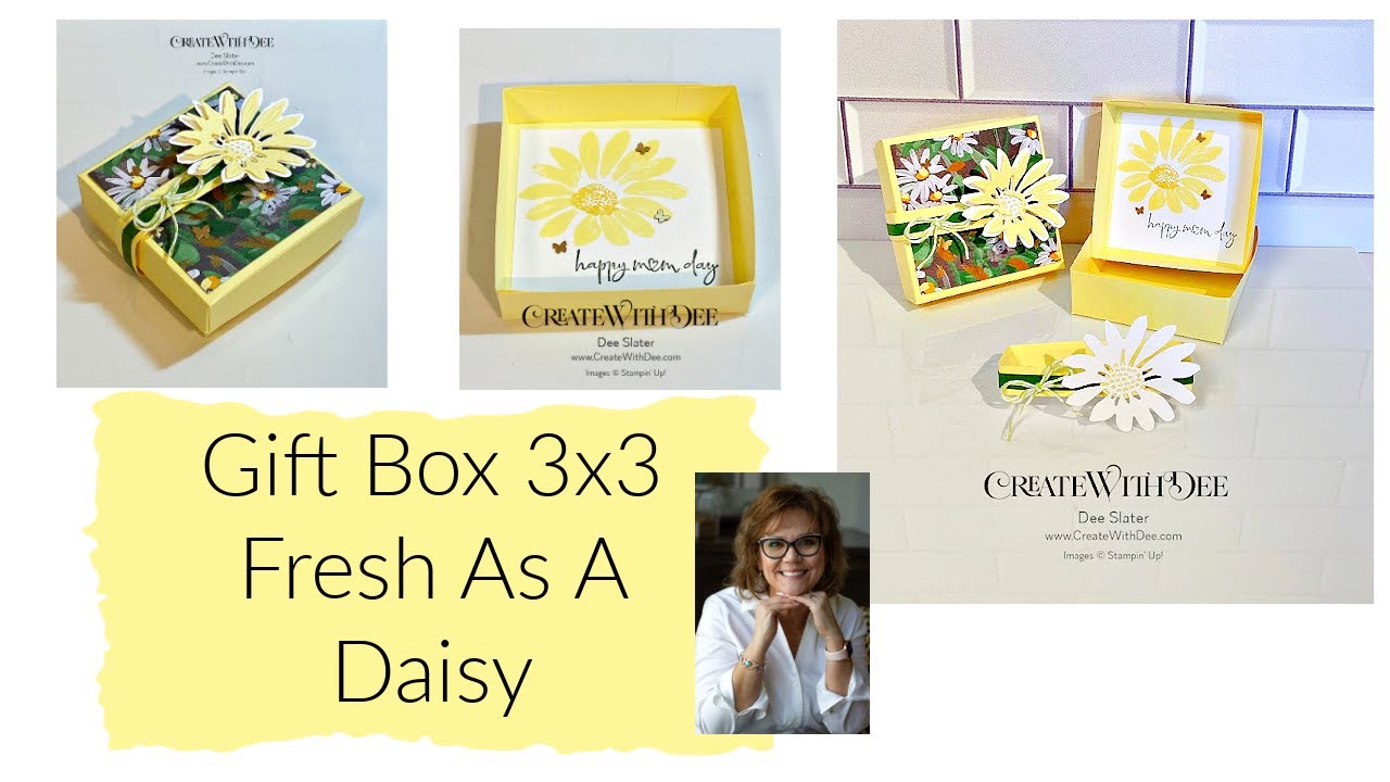 Gift Box 3x3 with Lid featuring Cheerful Daisies Bundle by Stampin' UP ...