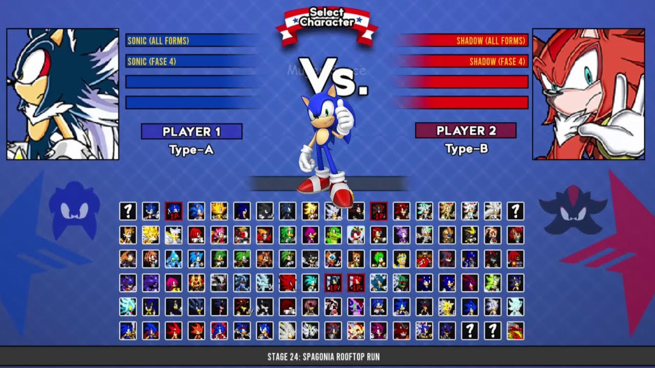 Sonic all forms & Sonic fase 4 VS Shadow all forms & Shadow fase 4 I ...