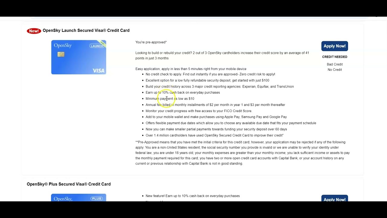 OpenSky Launch Secured Visa Credit Card Review 2024 | No Credit Check ...