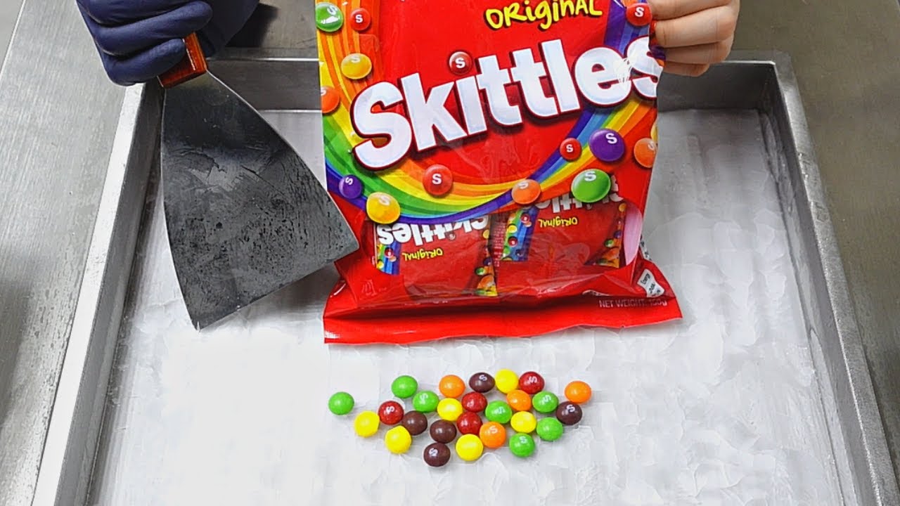 Fried Ice Cream Roll Day 8 - Skittles Rainbow - YouTube