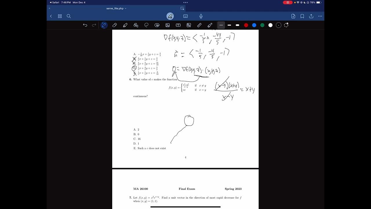 MA 261 Spring 2023 Final - YouTube