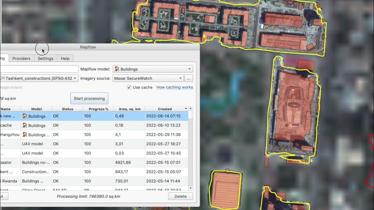 Use Mapflow for QGIS and Maxar SecureWatch to detect buildings in new constructing areas - YouTube