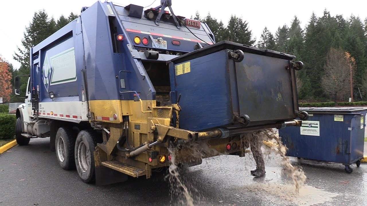 Sloppy Commercial Kick Bar Dumpsters - YouTube