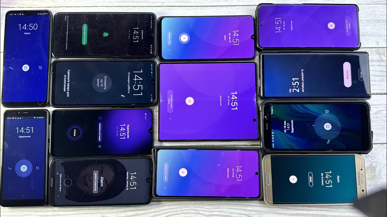 13 Phones Alarm Clock Same Time Inoy P10 +Lg F300+ Alcatel One Touch+ ...