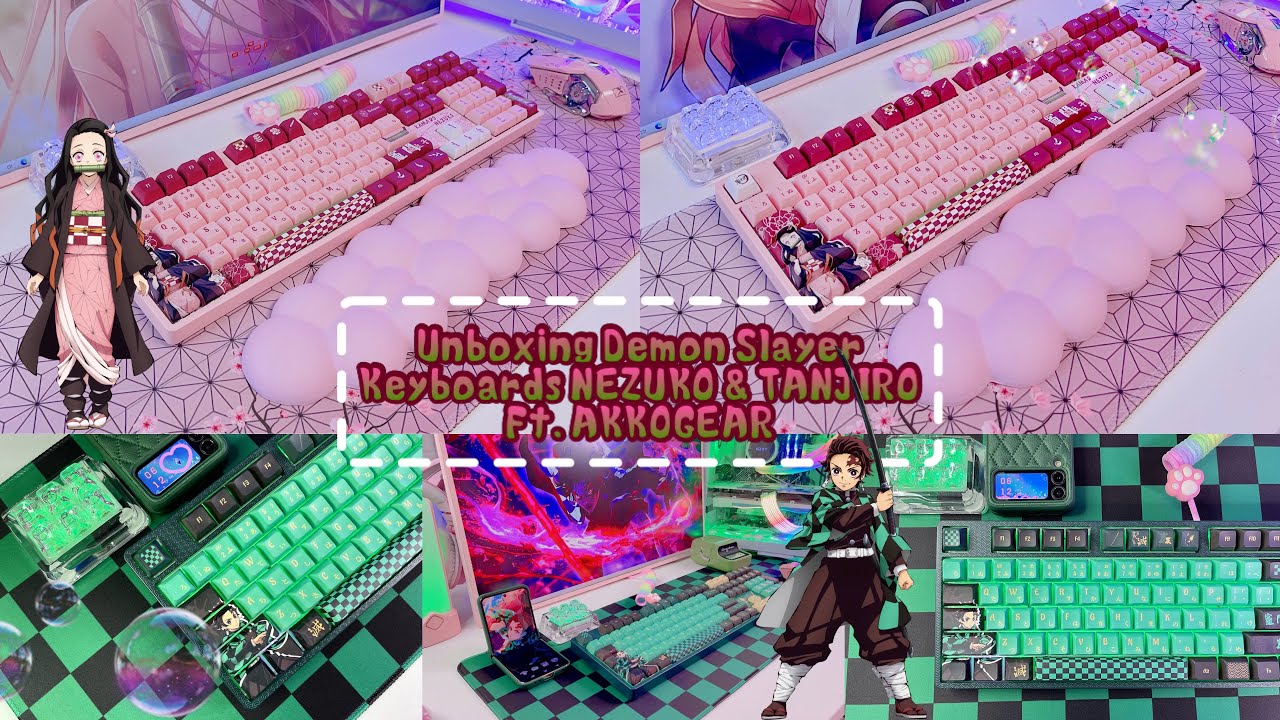Unboxing Demon Slayer Keyboards Nezuko & Tanjirou + Accessories For ...