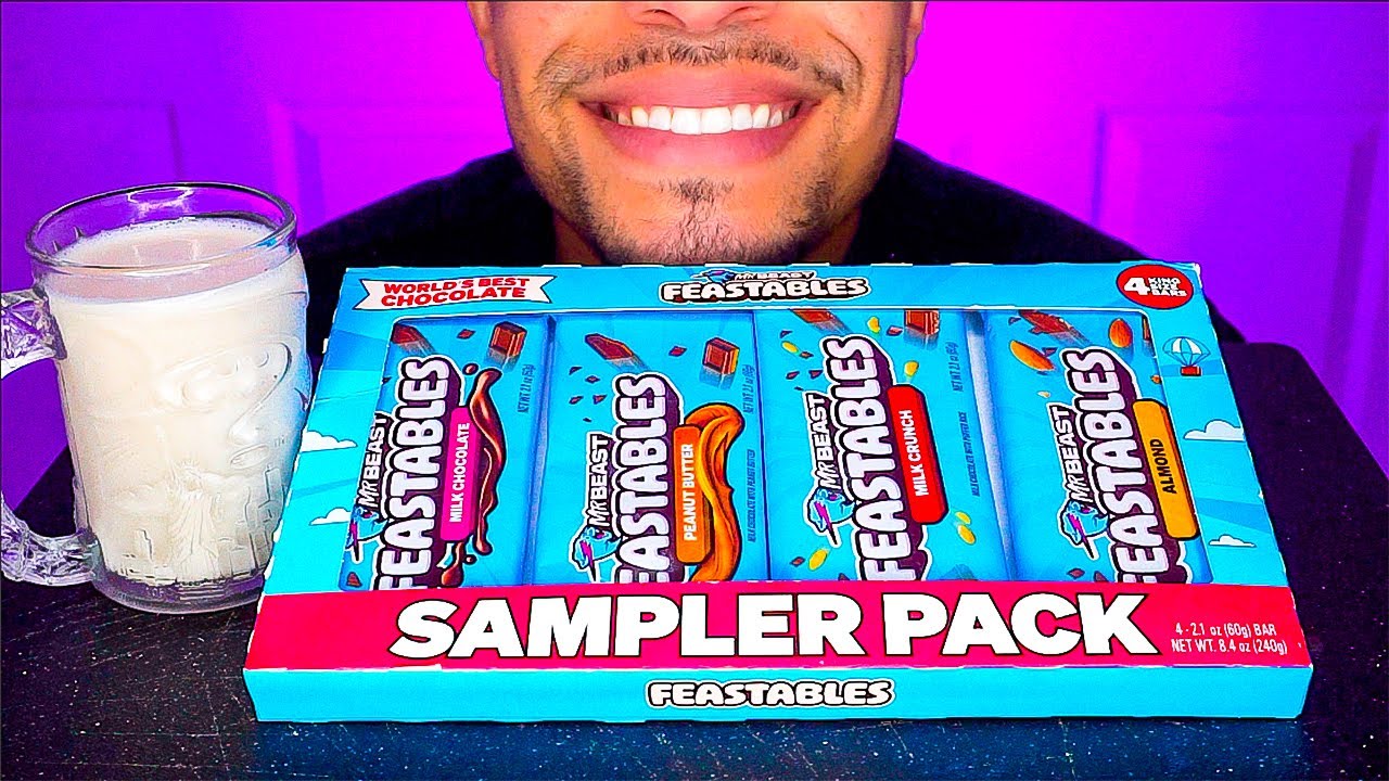 MRBEAST CHOCOLATE BARS FEASTABLES SAMPLER VARIETY PACK PEANUT BUTTER ...