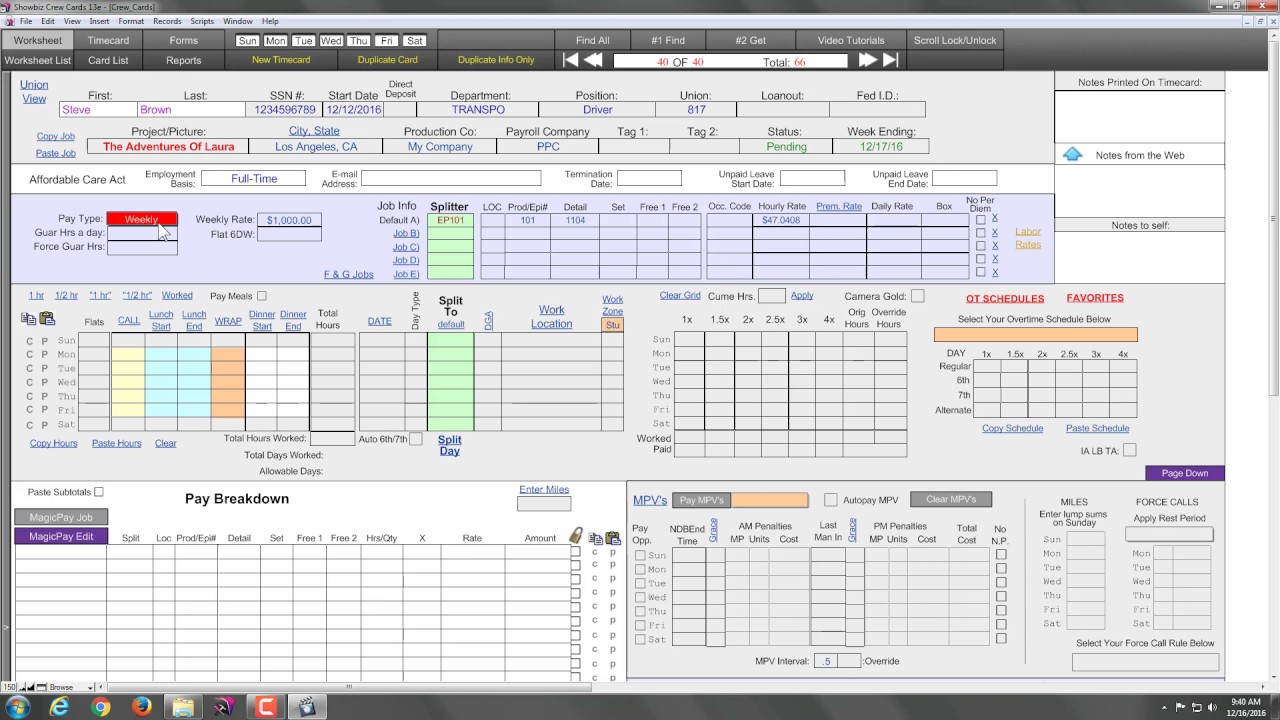 Showbiz Timecards Crew: How To Pay 817 Teamsters - YouTube
