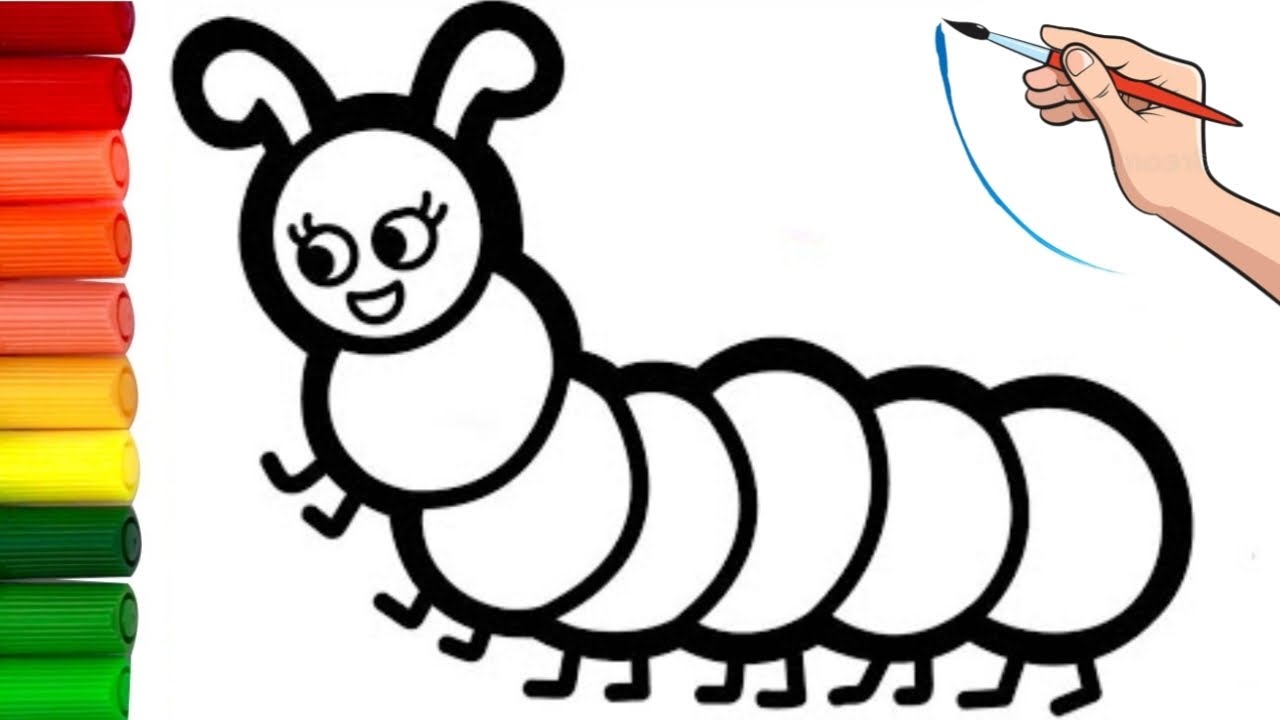 Menggambar cacing untuk anak-anak.Drawing a worm for children.Bolalar ...