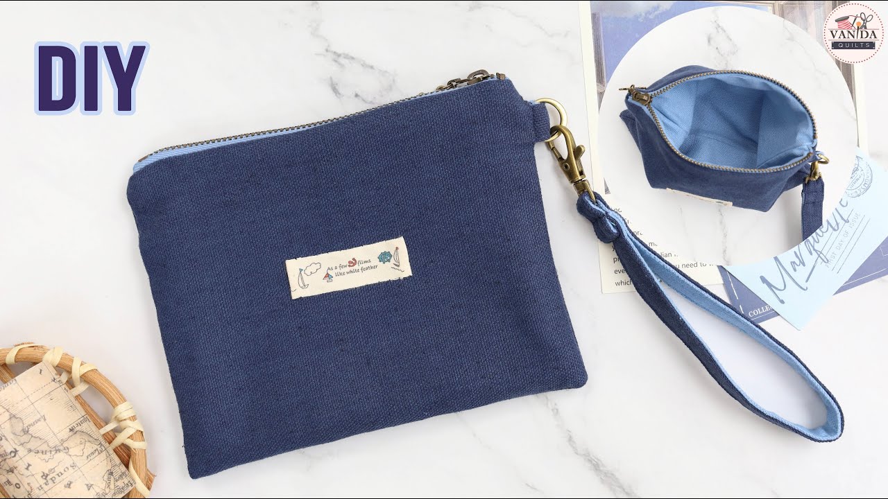 DIY Small Pouch with top zipper and strap วิธีเย็บกระเป๋าใบเล็ก มีซิป ...