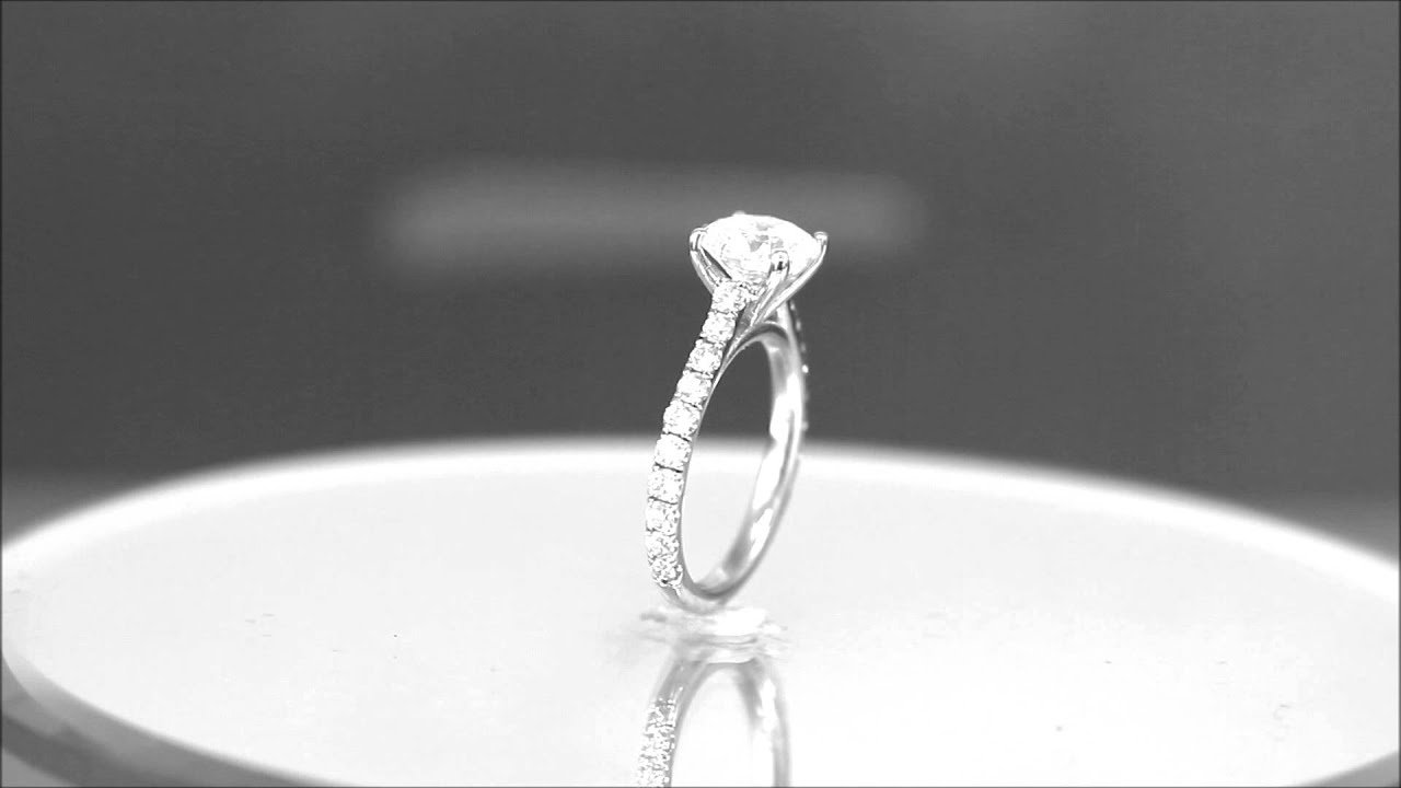 18K White Gold Round Cut Diamond Engagement Ring Prong Set - ASW - 811N ...