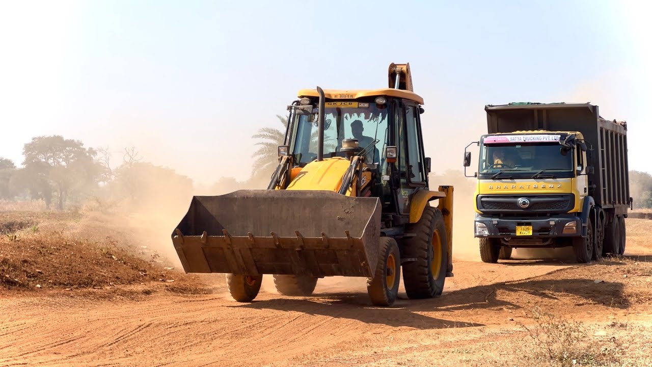 Jcb 3dx Backhoe Loading Murum In Bharatbenz And Tata 2518 Hayva | Jcb ...