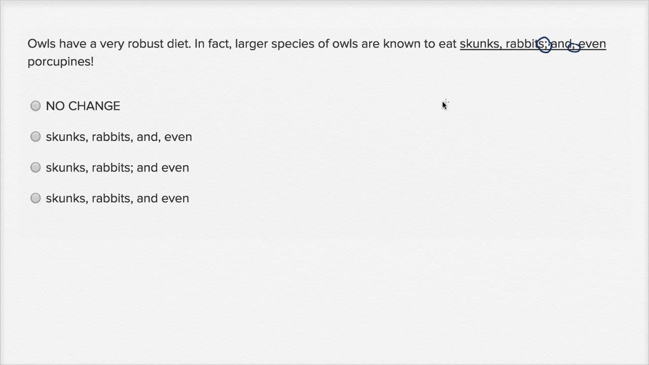 Writing: Items in a series — Basic example | Writing & Language | SAT ...