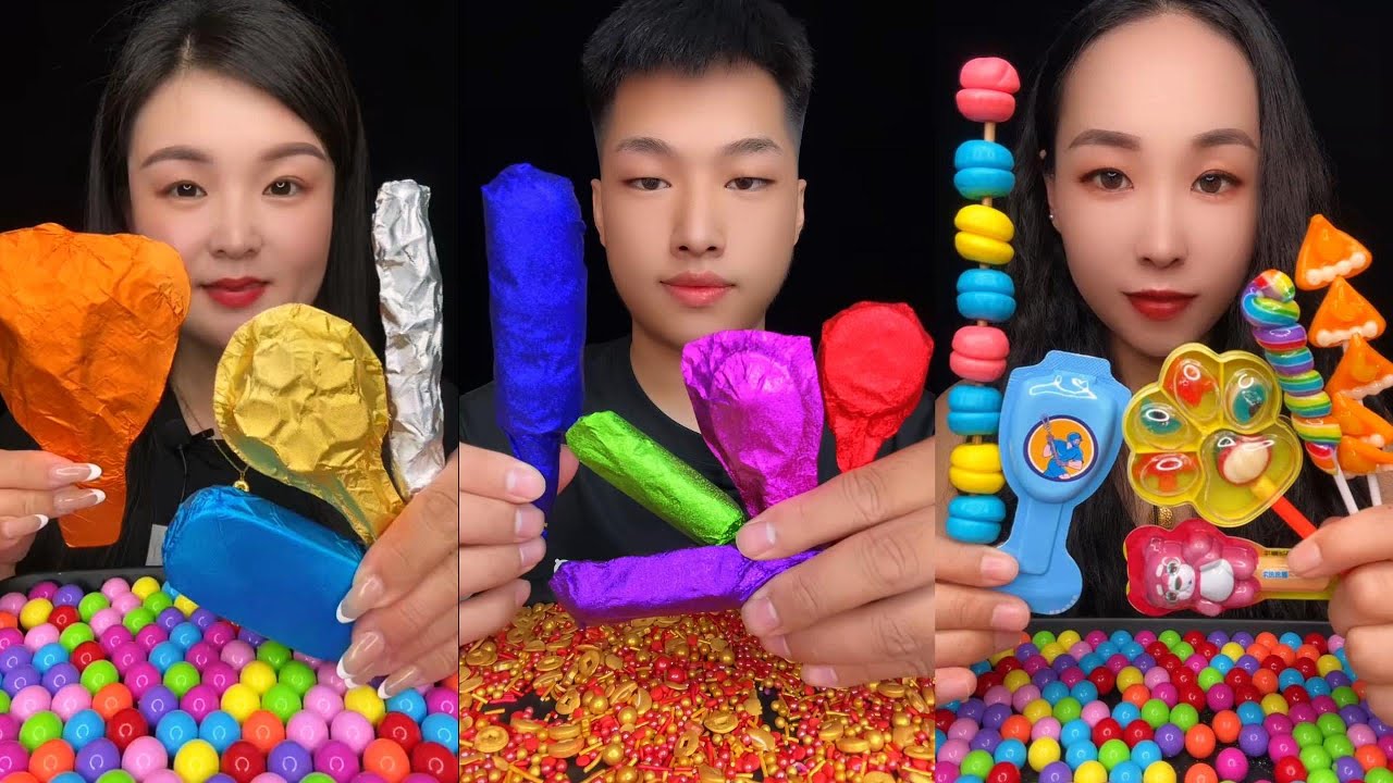 P104 | Colorful Candy ASMR 🍬🍭 So Satisfying & Sweet! 🌈🎉 #mukbang #usa # ...