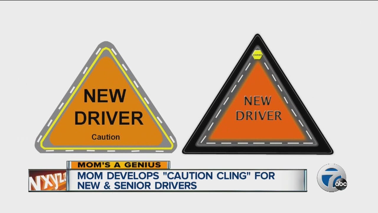 Mom develops "caution cling" for new and senior drivers - YouTube
