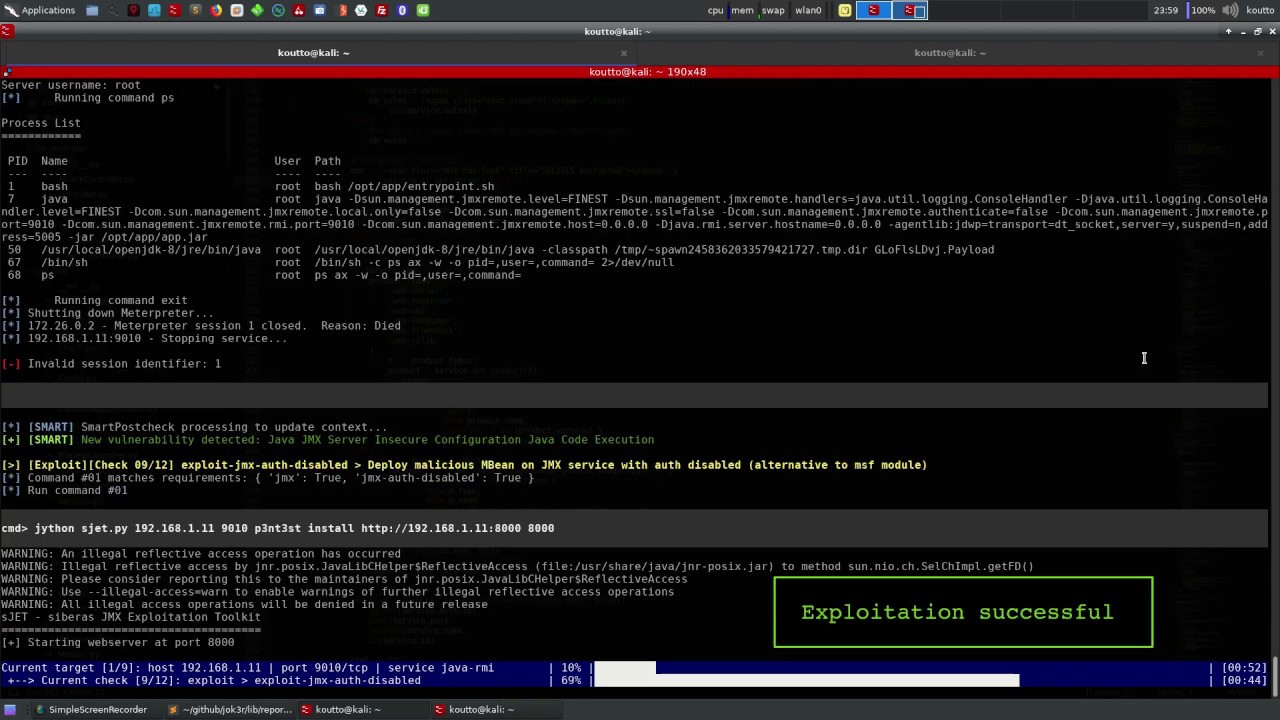 Jok3r Pentest Automation Framework - Demo: Scan JAVA-RMI JMX Service ...