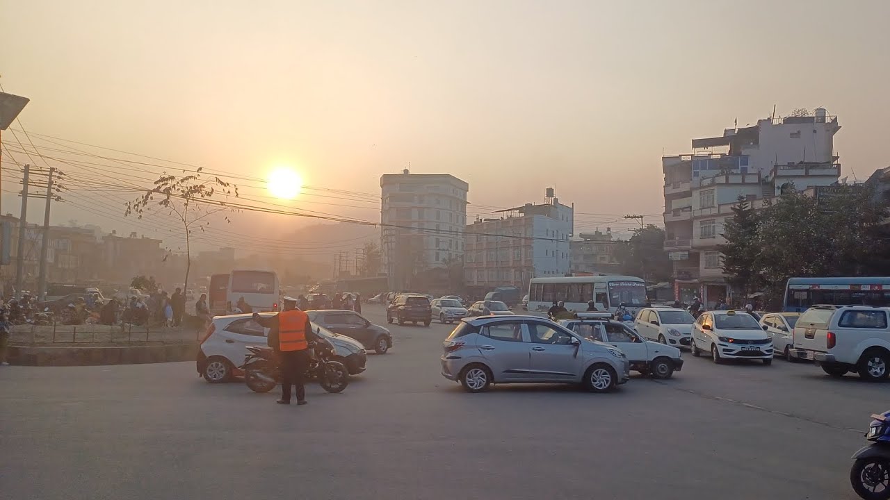 Road Sunset From Machhapokhari to Balaju Bridge | 15 Magh 2080 - YouTube