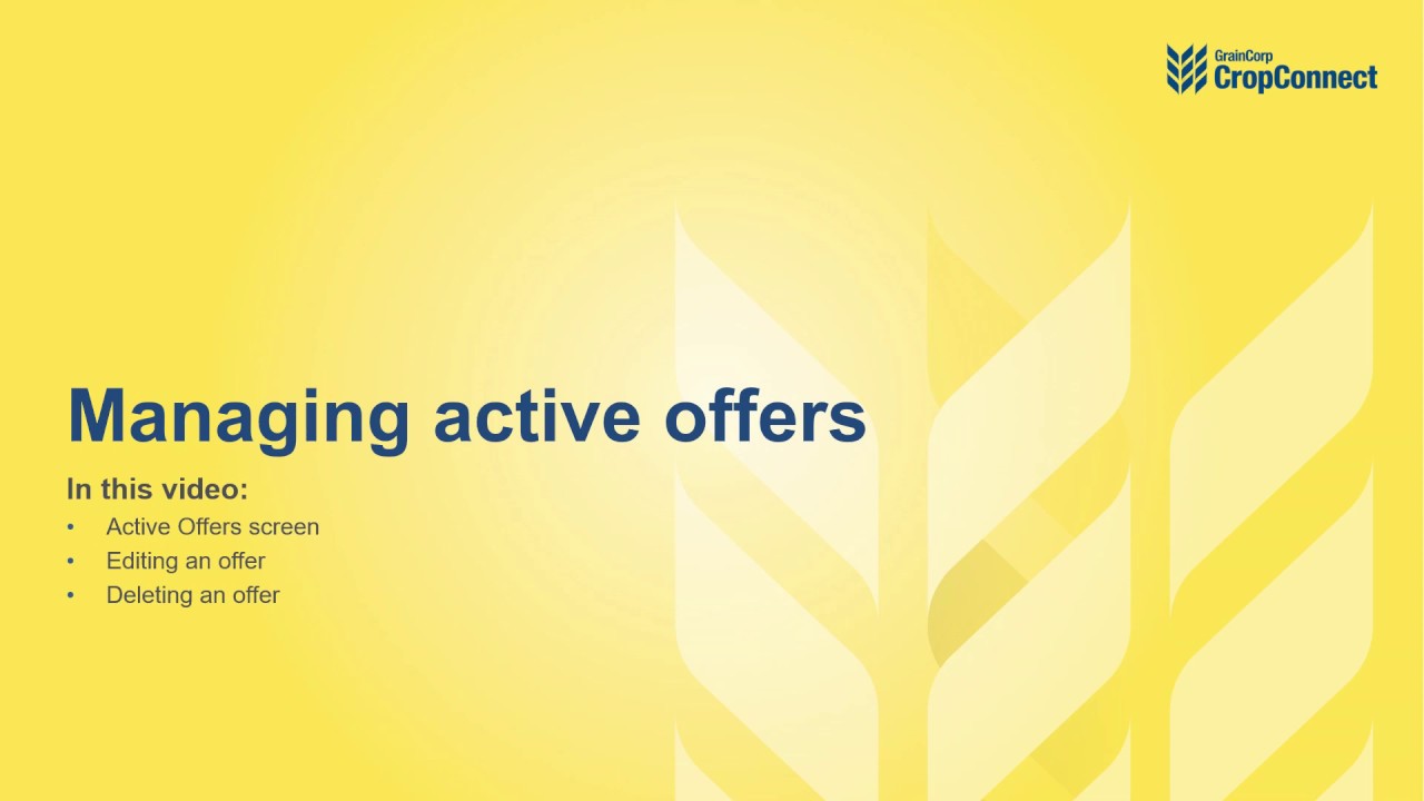 How to Manage active Offers in CropConnect - YouTube