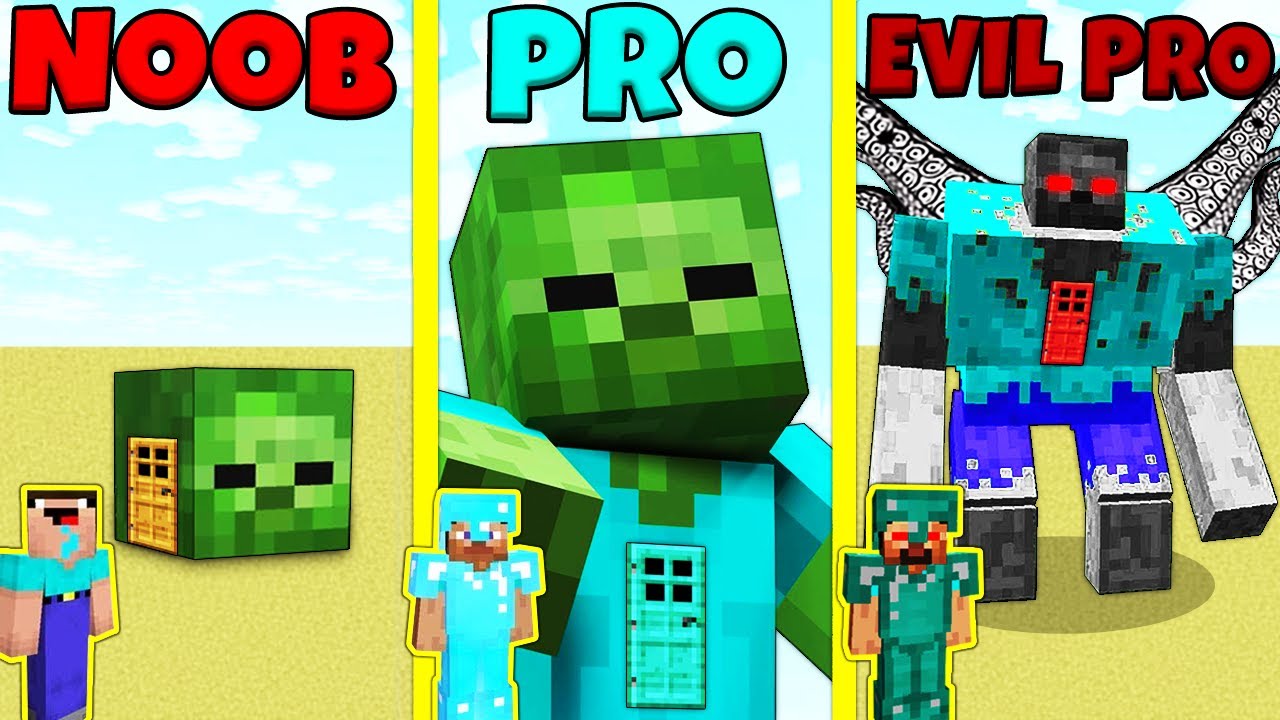 Minecraft Battle: NOOB vs PRO vs EVIL PRO: ZOMBIE HOUSE BUILD CHALLENGE ...