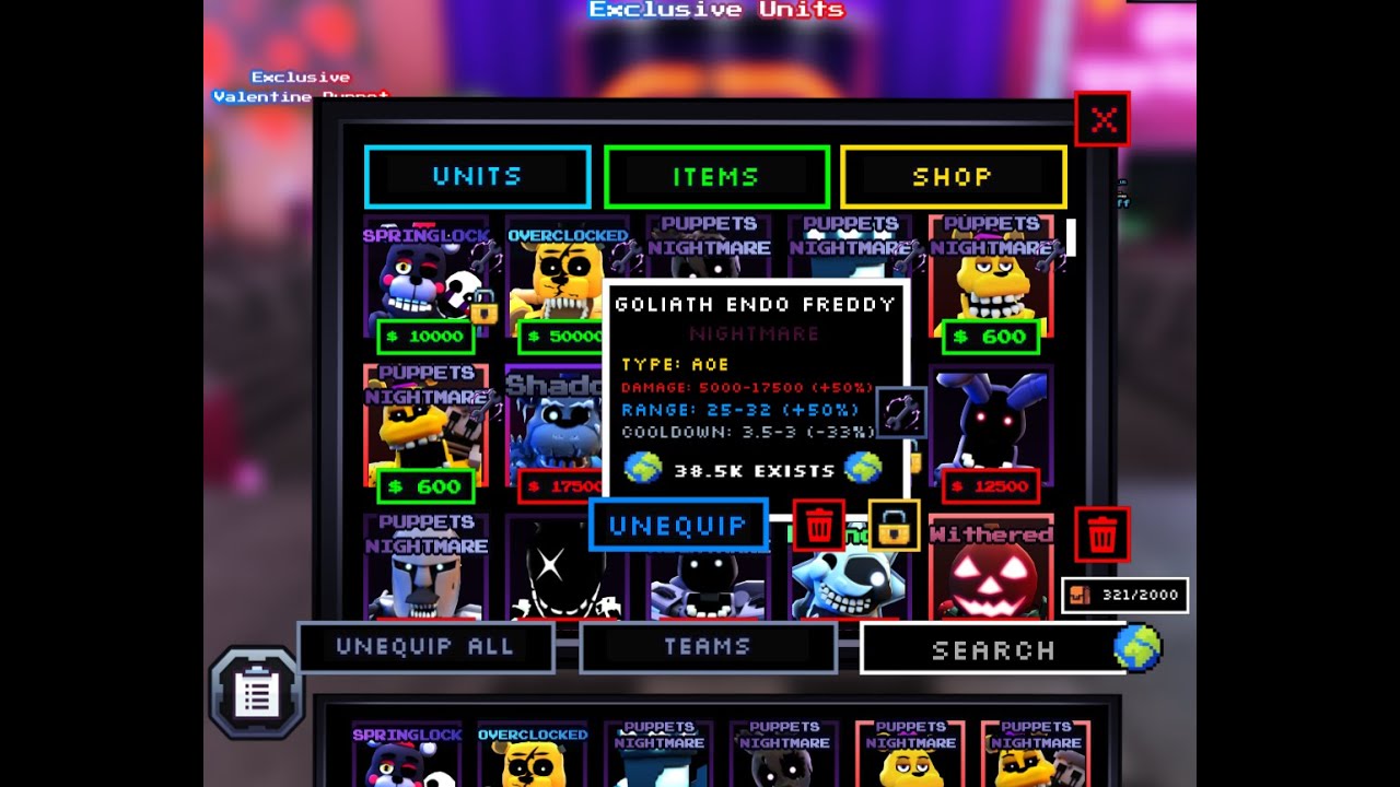 show case of goliath endo freddy in fntd - YouTube
