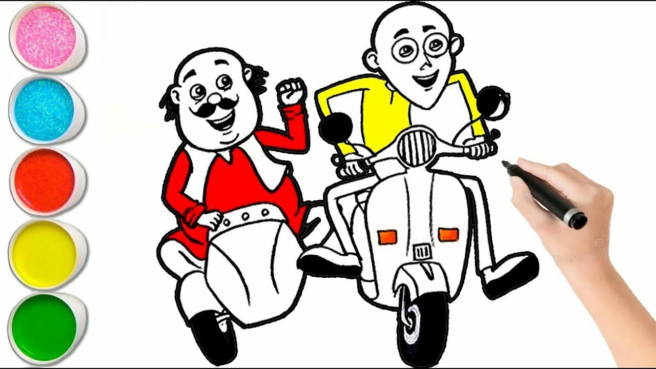Motu Patlu Easy Drawing Painting and Coloring For Kids || How to Draw ...