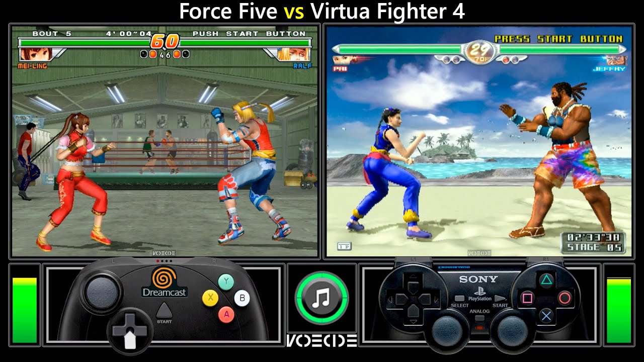 Force Five vs Virtua Fighter 4 (Dreamcast vs PlayStation 2) Gameplay ...