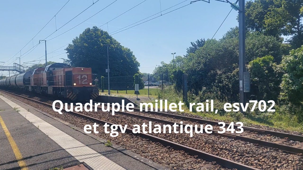 Spot en bretagne#413, Quadruple millet rail, esv702 et tgv atlantique ...