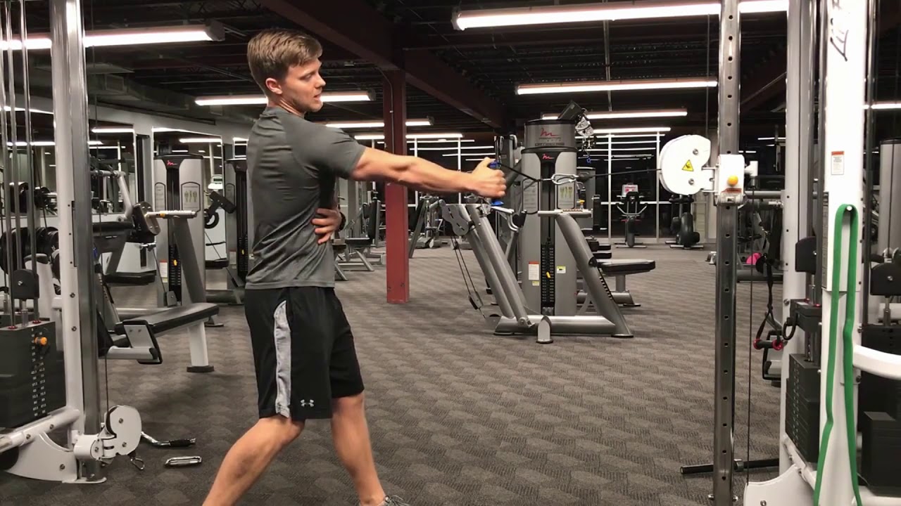 Standing twisting cable high row - YouTube