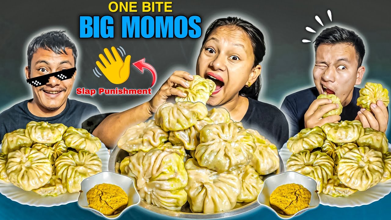 ONE BITE BIG MOMOS EATING CHALLENGE | Per Momo जसले जित्यो त्यसले ...