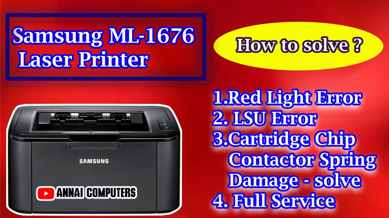 Samsung ML-1676 | Cartridge Chip Contactor Spring DAMAGE| Red light ...