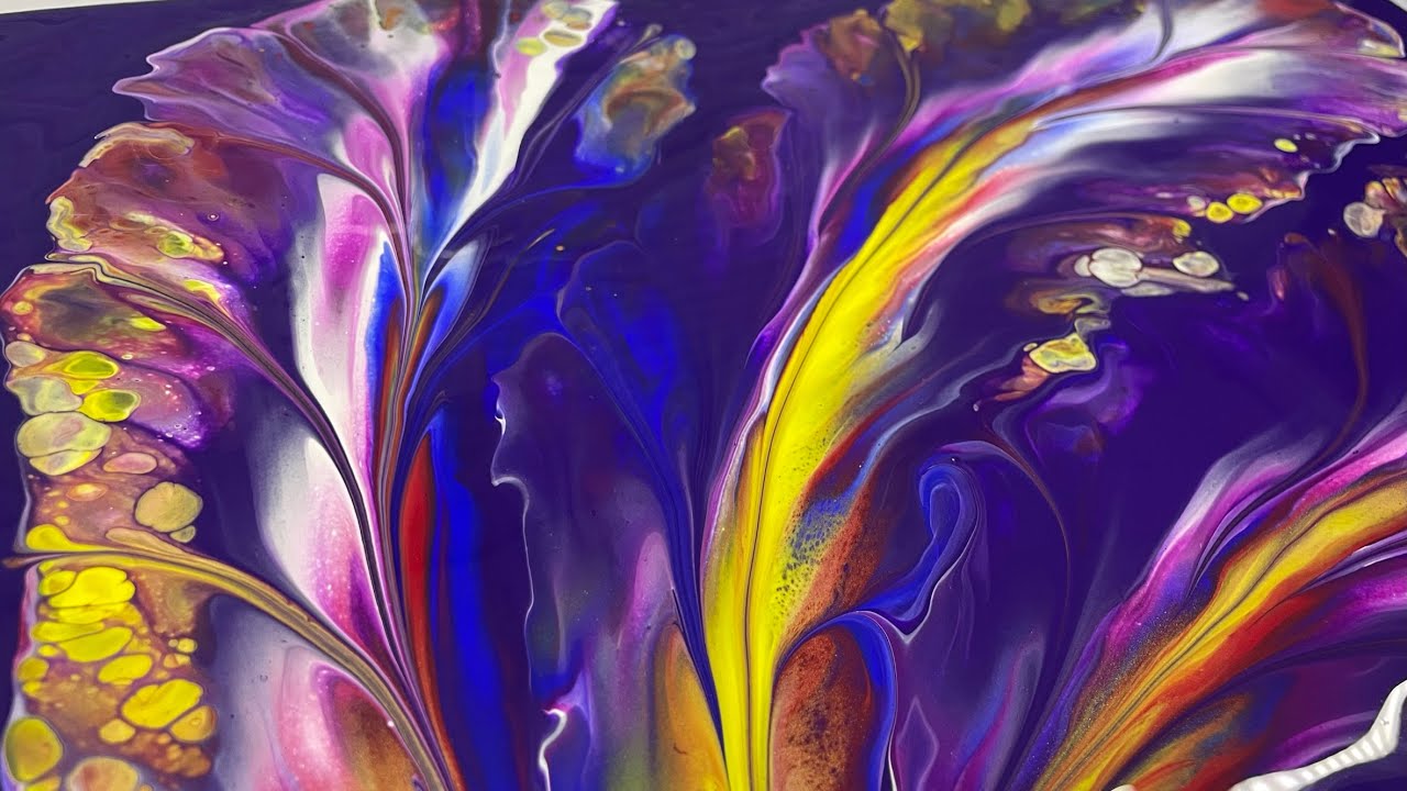 🌈Bright Feathers🪶- Shiny Painting in a Dutch Pour Style - Acrylic Pour ...