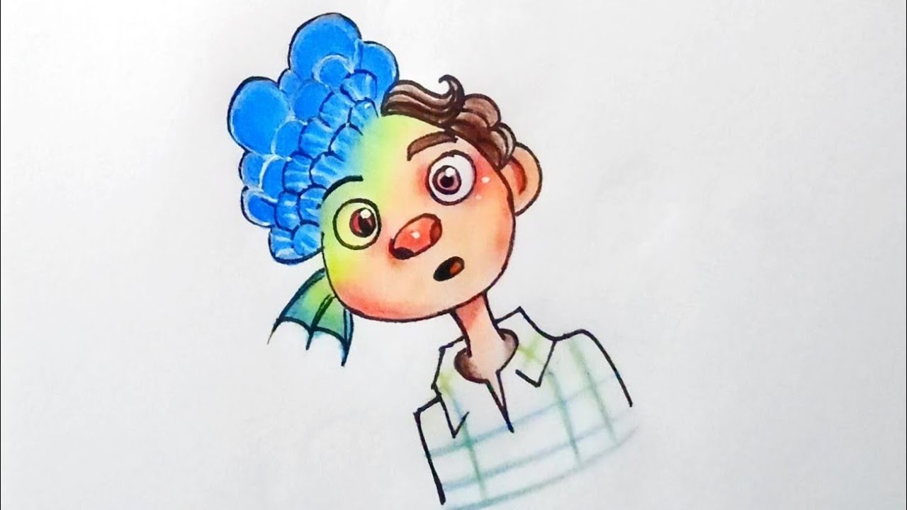 How to draw LUCA as half sea monster | Disney • Pixar LUCA # ...