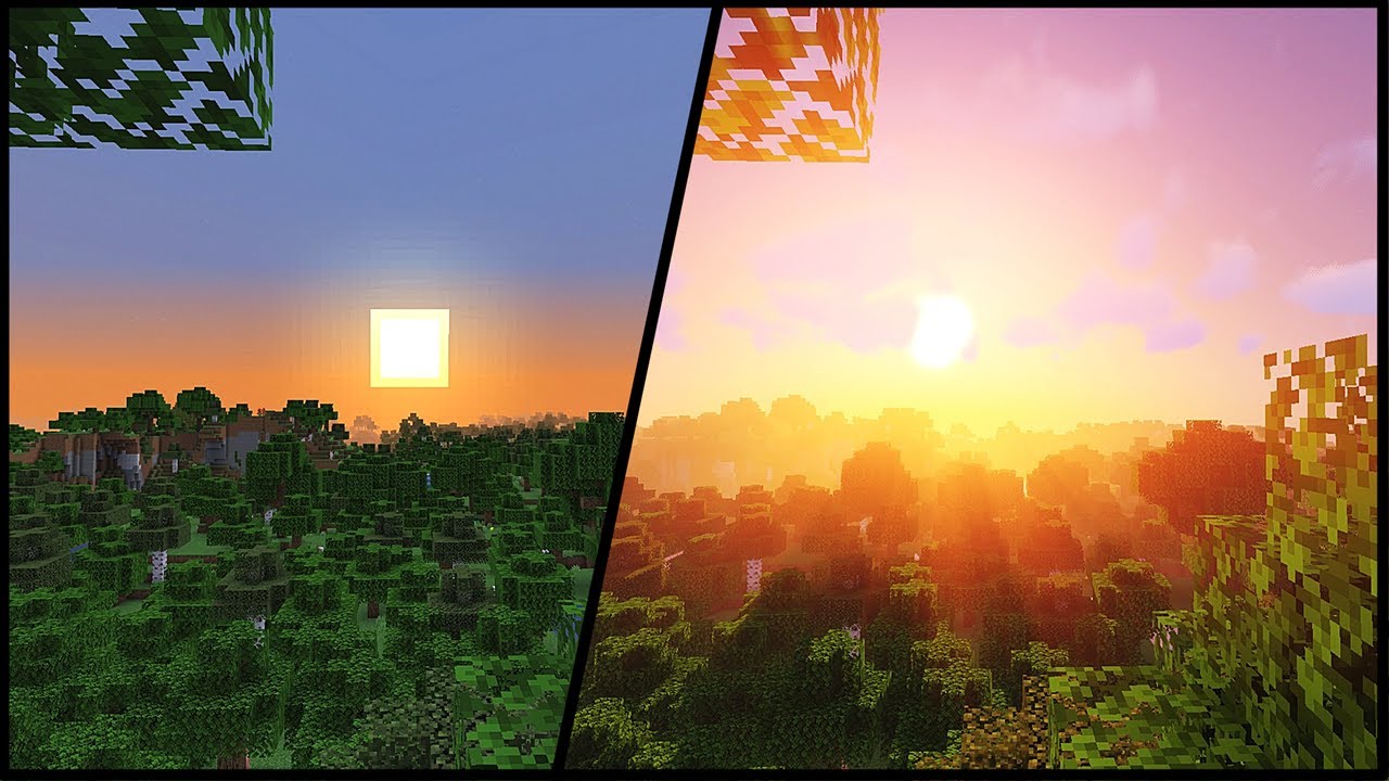 Sunset in Minecraft [Vanilla vs. Shader] - YouTube