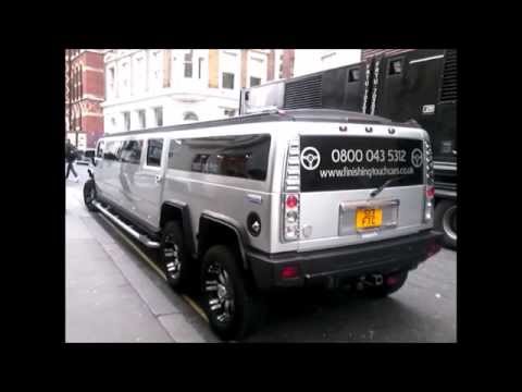 Dual Axle H2 Hummer Stretch Limo in the streets of London