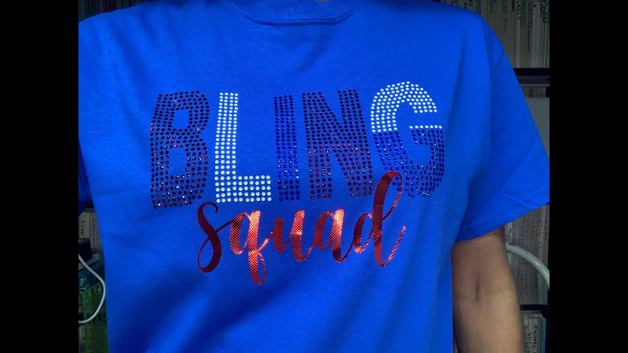BLING SQUAD RHINESTONE AND VINYL T-SHIRT - YouTube