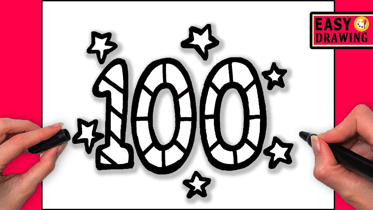 Number 100 Drawing 1️⃣0️⃣0️⃣ :How to Draw NUMBER 100 EASY Step by step ...