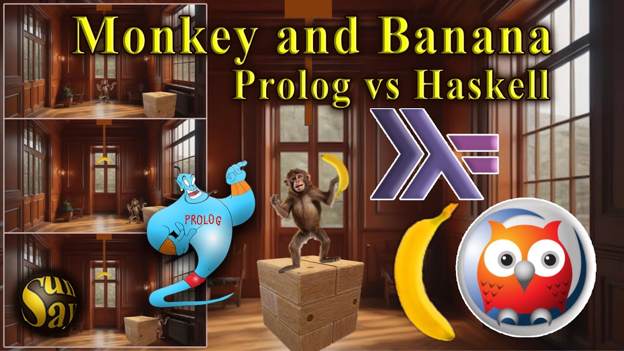 Задача "Мавпа та банан" за Братком на Prolog та на Haskell з порівнянням початкових кодів. - YouTube