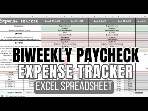 Biweekly Paycheck Expense Tracker Excel Spreadsheet