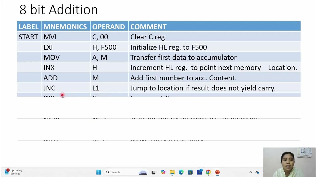 8085 PROGRAM -8 BIT ADDITION - YouTube