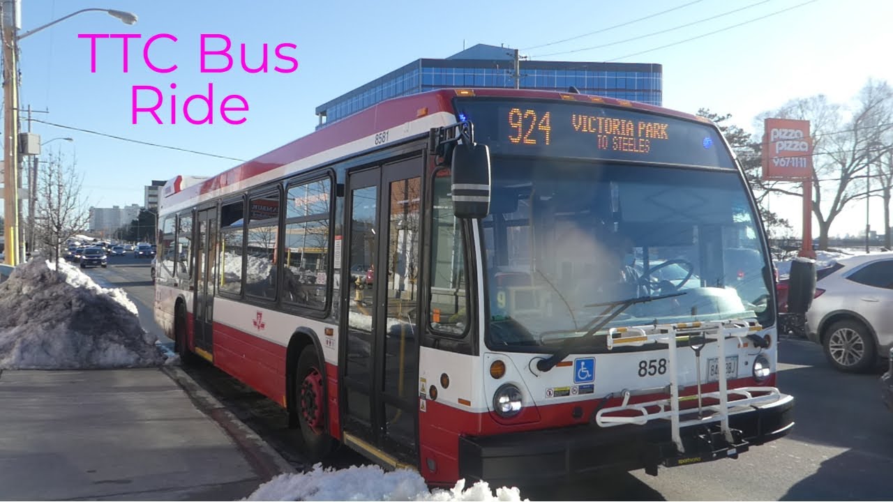 Toronto TTC 924 Victoria Park Express Bus Ride - VP Station to Sheppard ...