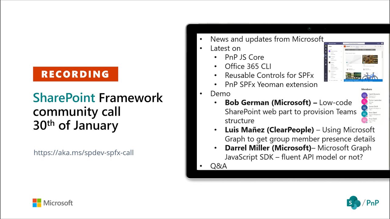 SharePoint PnP SPFx JavaScript SIG Community Call 30th Of January SharePoint PnP SPFx JavaScript SIG Community Call 30th Of January