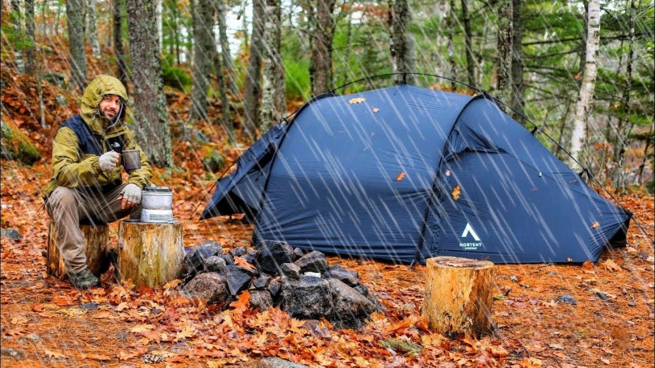 Camping In Rain And Strong Wind - YouTube