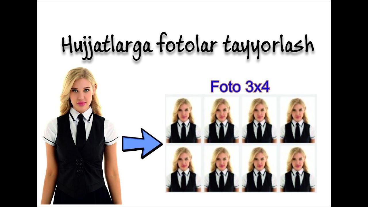 Photoshopda 3x4 rasm ishlash - YouTube