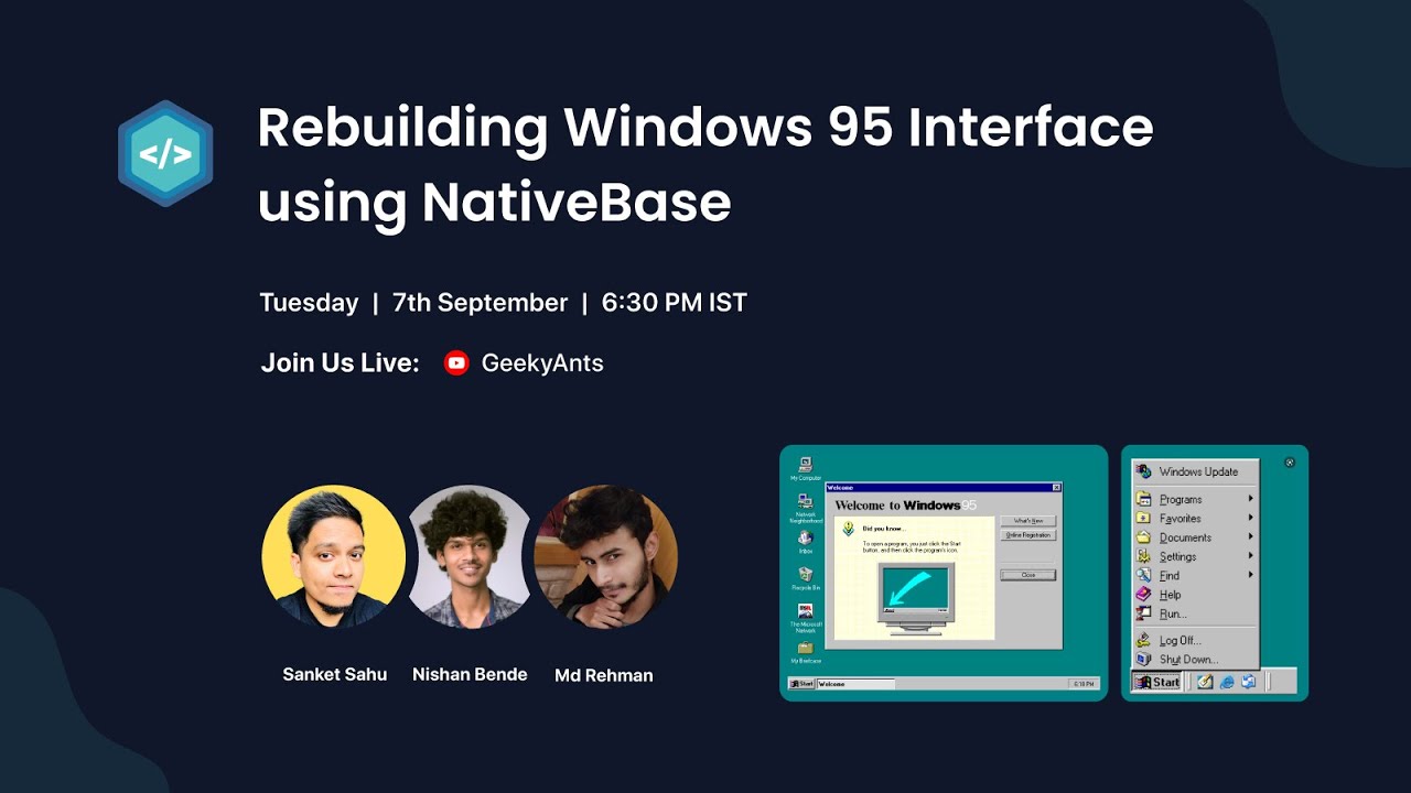 Rebuilding Windows 95 interface using NativeBase - YouTube